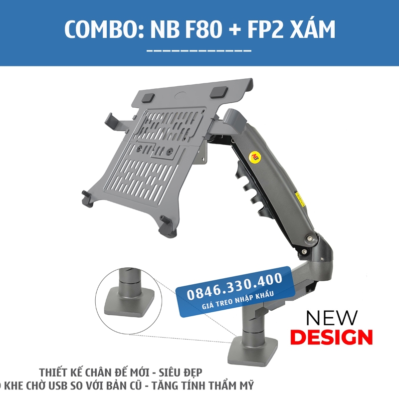 COMBO / Giá Treo Màn Hình NB F80 / EZ1 - Kèm Kẹp Đỡ Laptop FP2 / EP9 ...