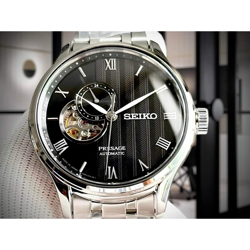 ĐỒNG HỒ NAM CHÍNH HÃNG Seiko SSA377J1 Automatic Presage Open Heart Black Dial Classic Silver ...