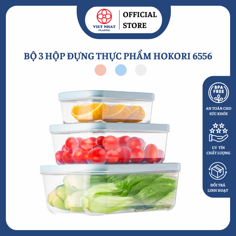 Bộ 3 hộp đựng thực phẩm chữ nhật Hokori 6533 - Việt Nhật Plastic ...