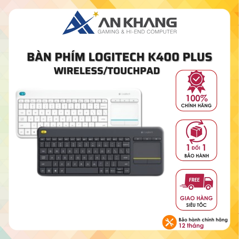 Bàn phím không dây Logitech K400 Plus có touchpad để kết nối PC, TV ...