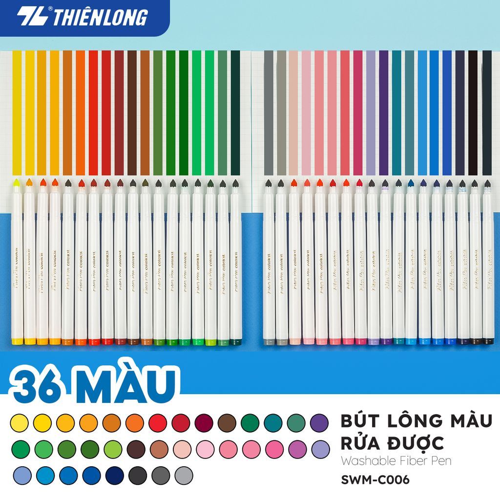 Bút Lông 36 Màu Colokit Fiber Pen Washable SWM-C006 (Dễ dàng rửa được ...