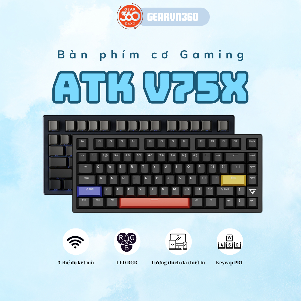 Bàn phím cơ Gaming ATK V75X- 3 chế độ kết nối- Led RGB - Trang bị đệm Gasket cao cấp | Shopee ...