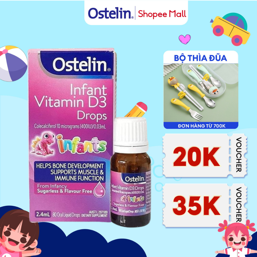 Vitamin D3 400IU Ostelin Infant Kids Drop 2.4ml cho trẻ sơ sinh giúp ...