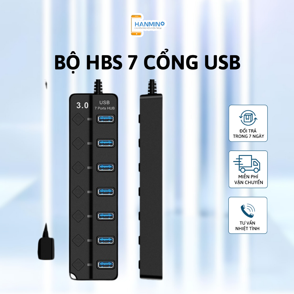 Bộ chia 7-4 cổng USB 3.0 có đèn LED - Hub USB 7 Port - Hannminn Store | Shopee Việt Nam