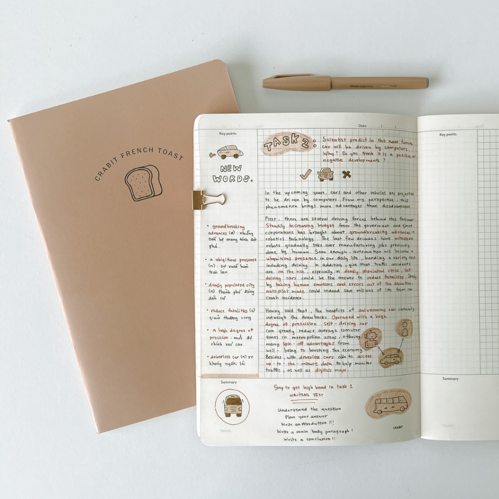 Vở Cornell 120 trang Crabit Food vở layout cornell kẻ ngang dot grid ...