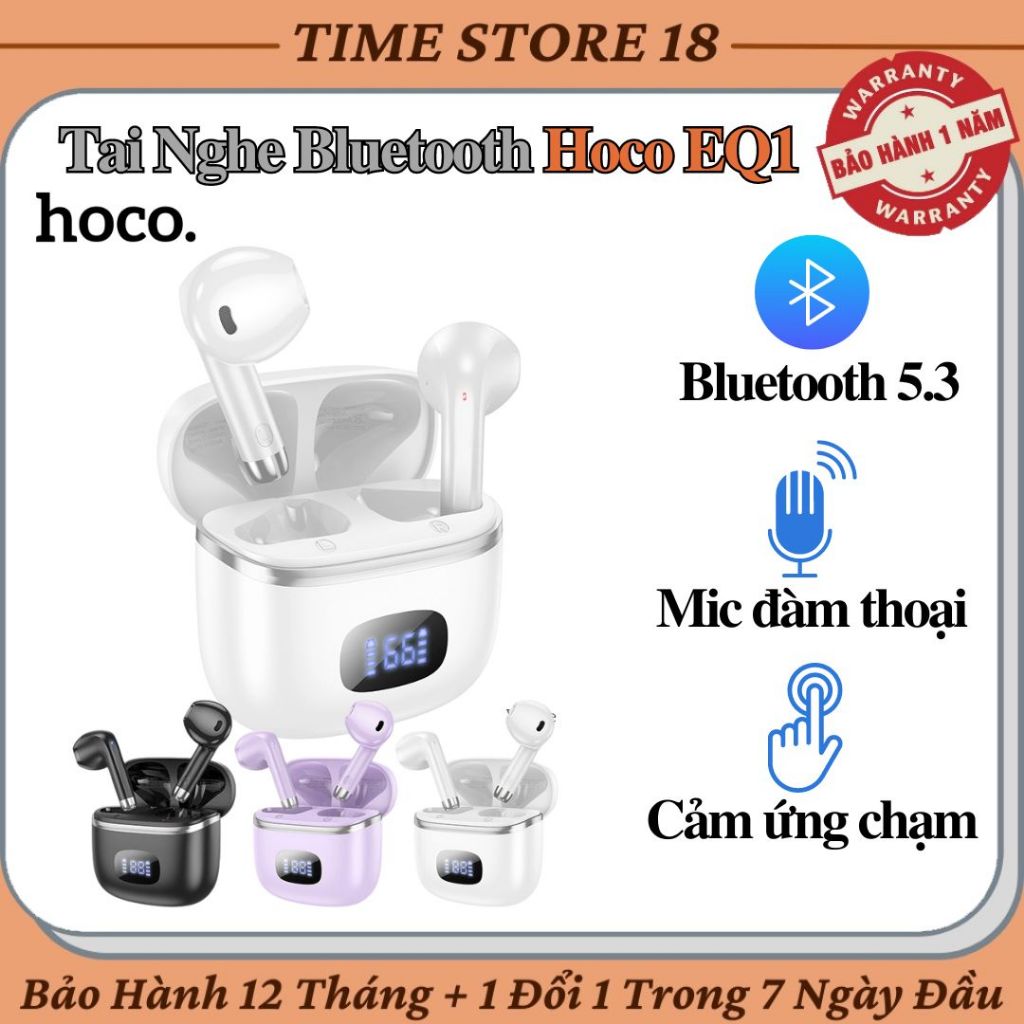 Tai Nghe Bluetooh Hoco EQ1 - Tai Nghe Nhét Tai Không Dây Có Micro, Pin Trâu, Cảm Ứng Chạm ...