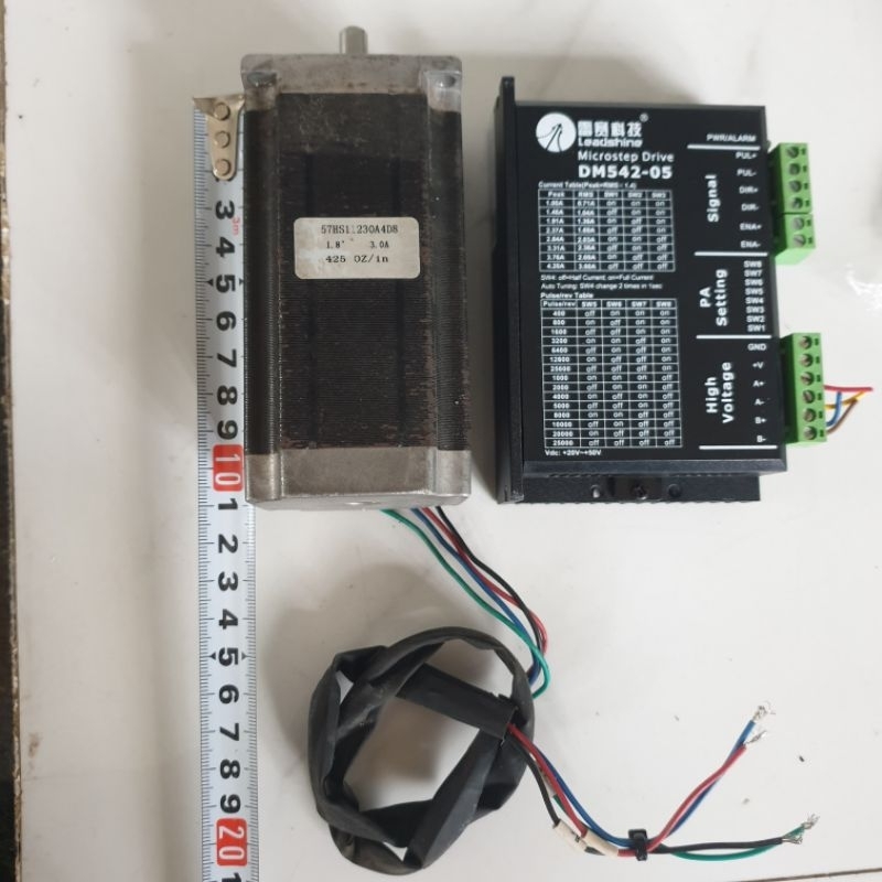combo driver leadshine DM542-05 và động cơ step 57 loại dài 112 tháo máy trục 8mm cnc mini tiện ...
