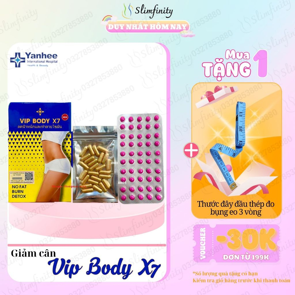 Giảm Cân Cấp Tốc Vip Body X7 Thái Lan + Detox Vỉ 50 viên Liệu trình 30 ...