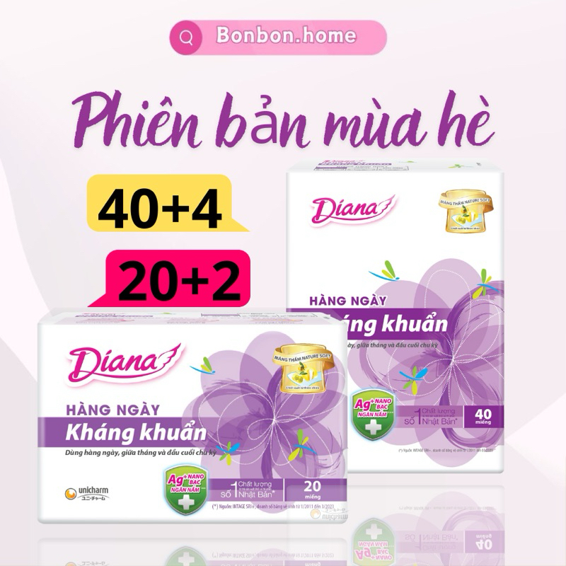 [BVS] Băng vệ sinh Diana Hàng ngày KHÁNG KHUẨN 20/40 miếng | Shopee ...