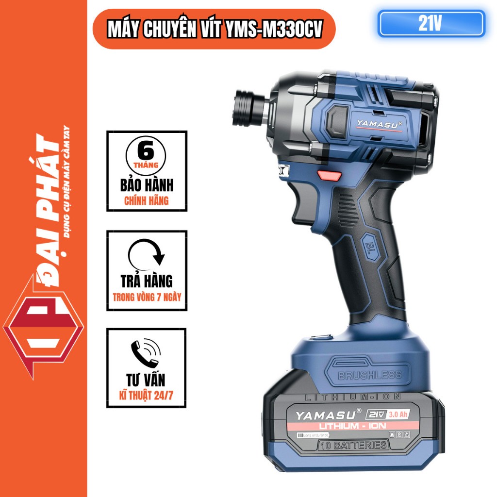 Máy chuyên vít YAMASU 21V YMS-M330CV lõi đồng động cơ không chổi than cao cấp với chân pin phổ ...