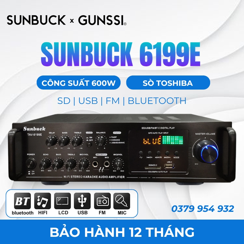 Amply Bluetooth GUNSSI SUNBUCK 6199E Công Suất Cực Đại, 5 Kênh, Đa Chức ...