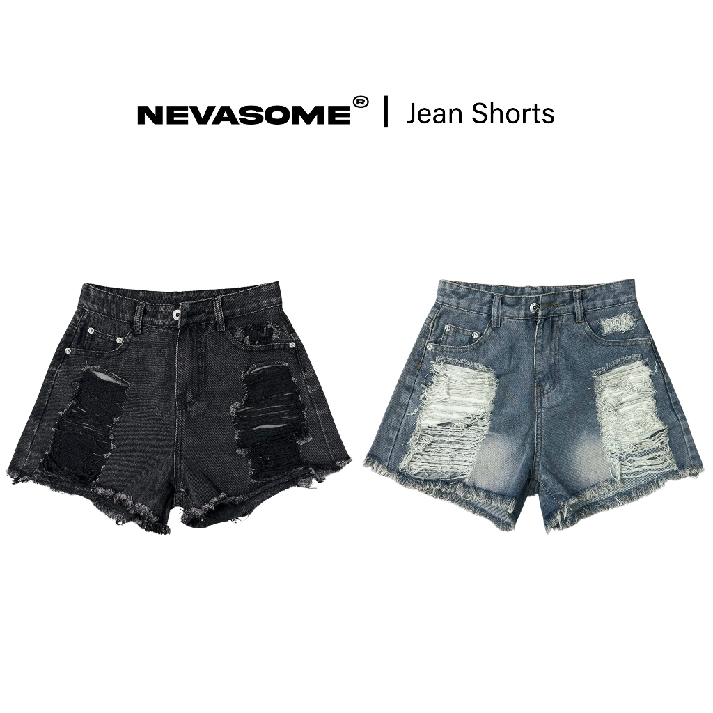 Quần Shorts Jean Local Brand NEVASOME Xanh Đen Quần Short Ngắn Nữ ...