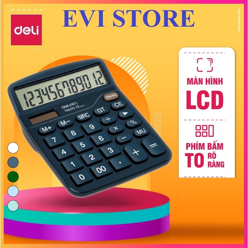 Máy tính cầm tay 12 số Deli E837 / 837 màn hình LCD bảo hành 3 năm | Shopee Việt Nam