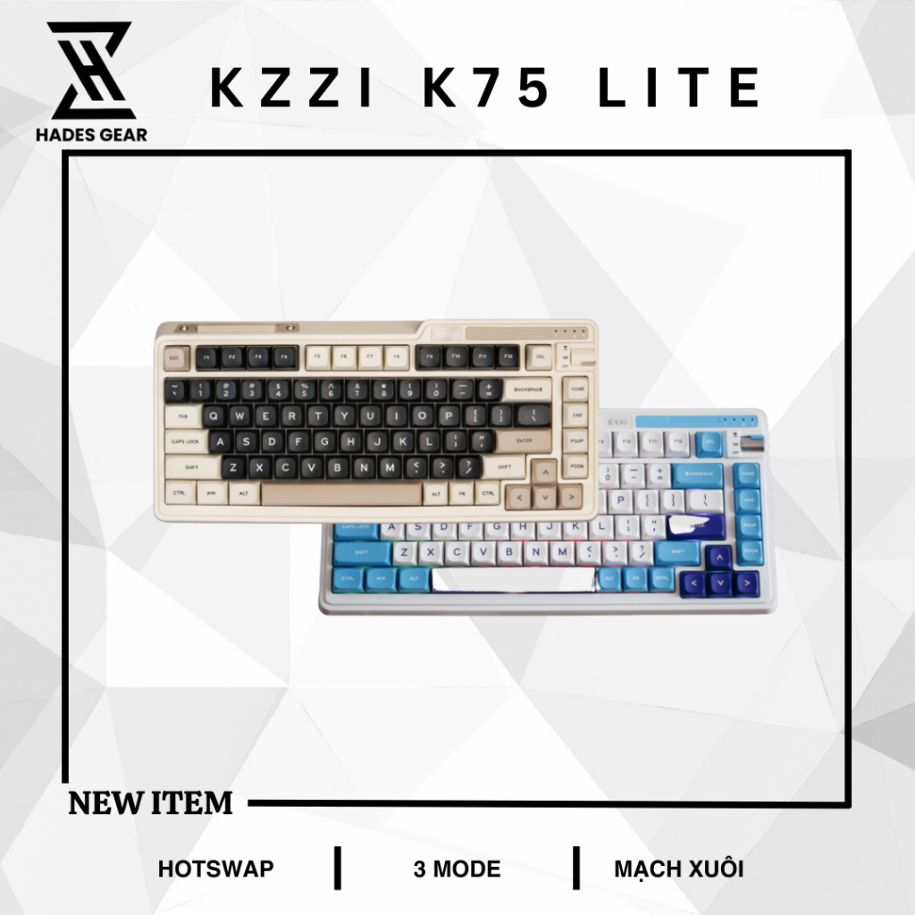 Bàn Phím Cơ Không Dây KZZI K75 Lite | 3 Mode | LED RGB | Mạch Xuôi ...