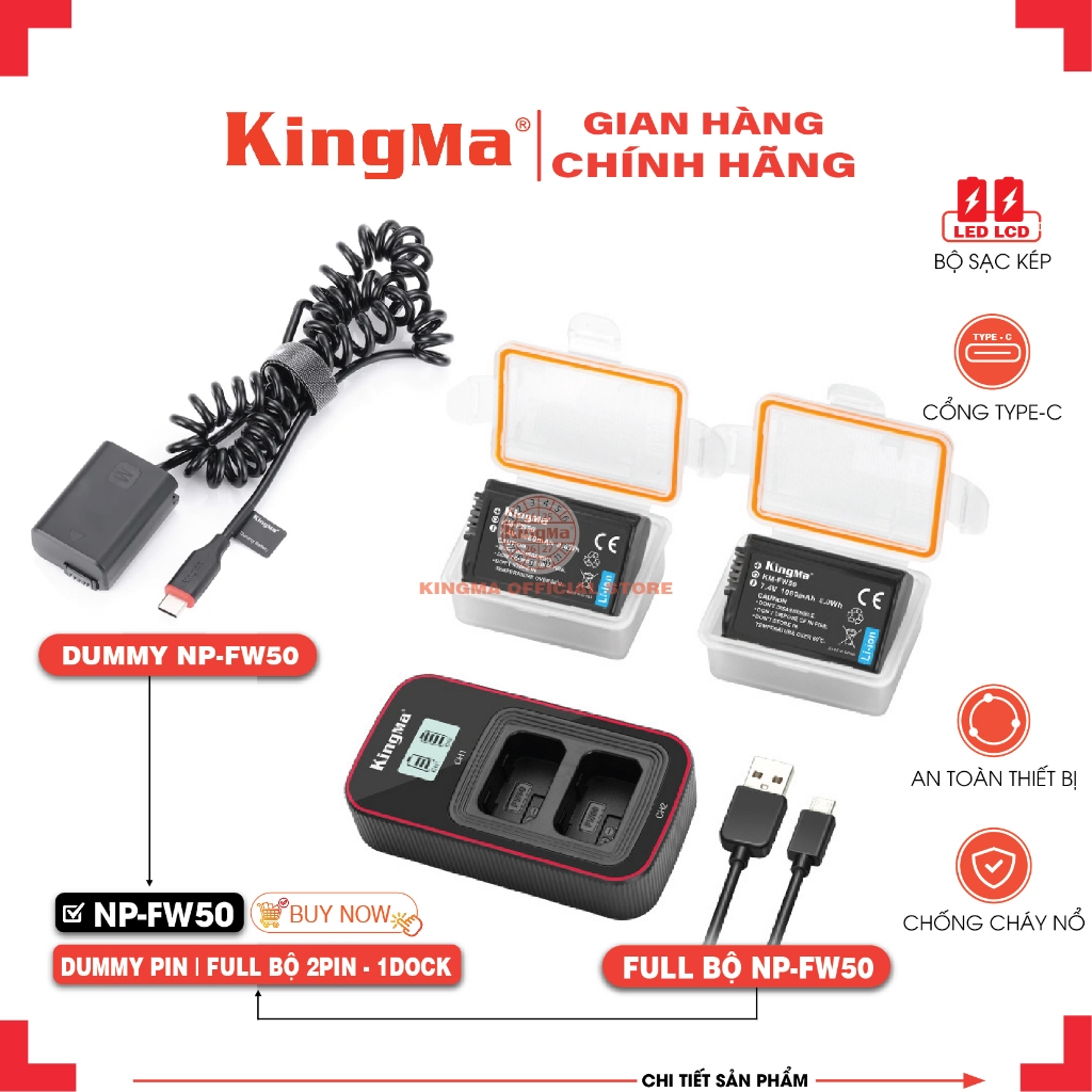 COMBO FULL BỘ PIN VÀ DUMMY PIN NP-FW50 KINGMA . FOR SONY DUNG LƯỢNG ...