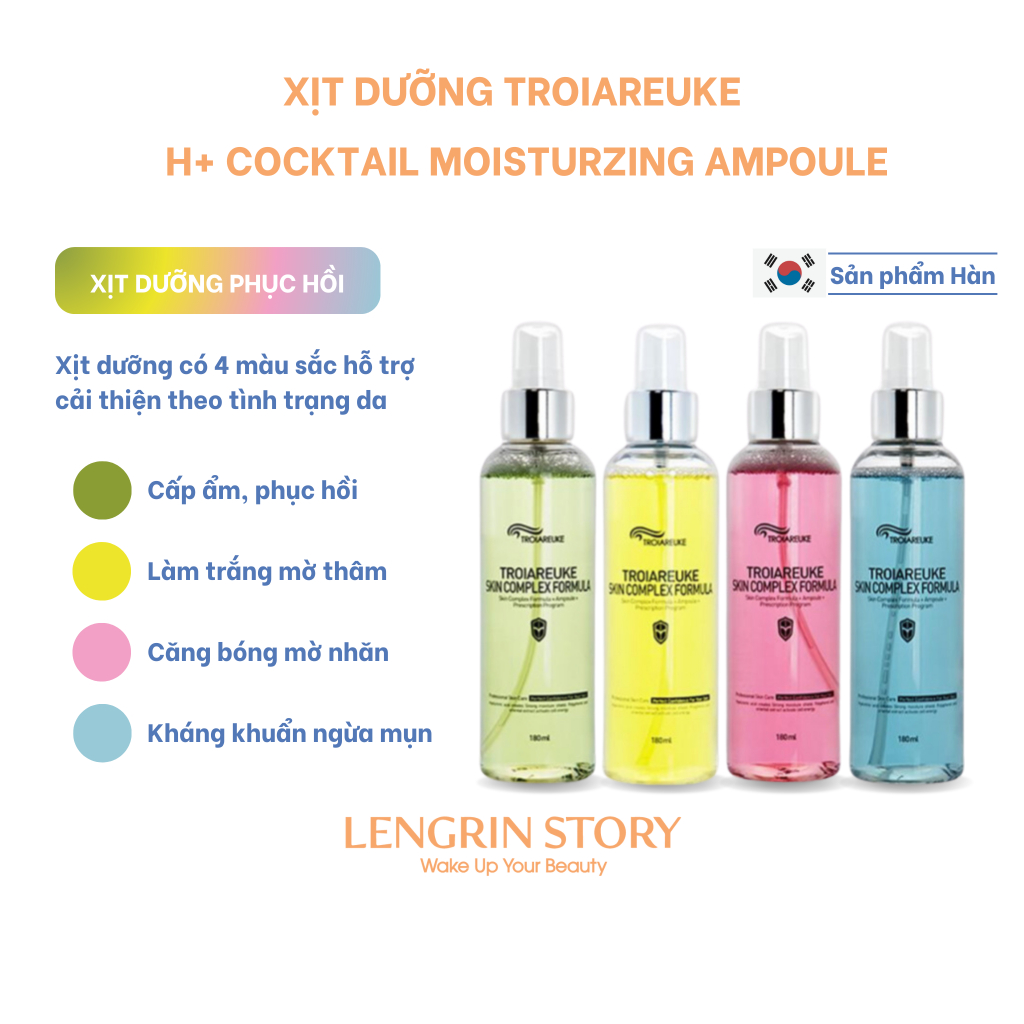Xịt Dưỡng Troiareuke H+ Cocktail Moisturzing Ampoule Có 4 Loại Hỗ Trợ ...