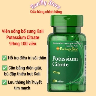 Viên uống bổ sung Kali Potassium Citrate 99mg 100 viên Puritan Pride ...