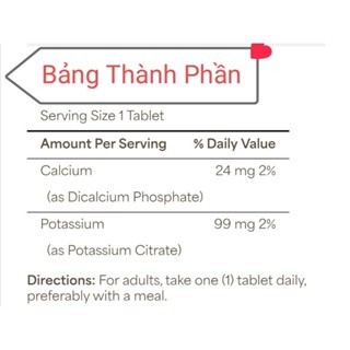 Viên uống bổ sung Kali Potassium Citrate 99mg 100 viên Puritan Pride ...