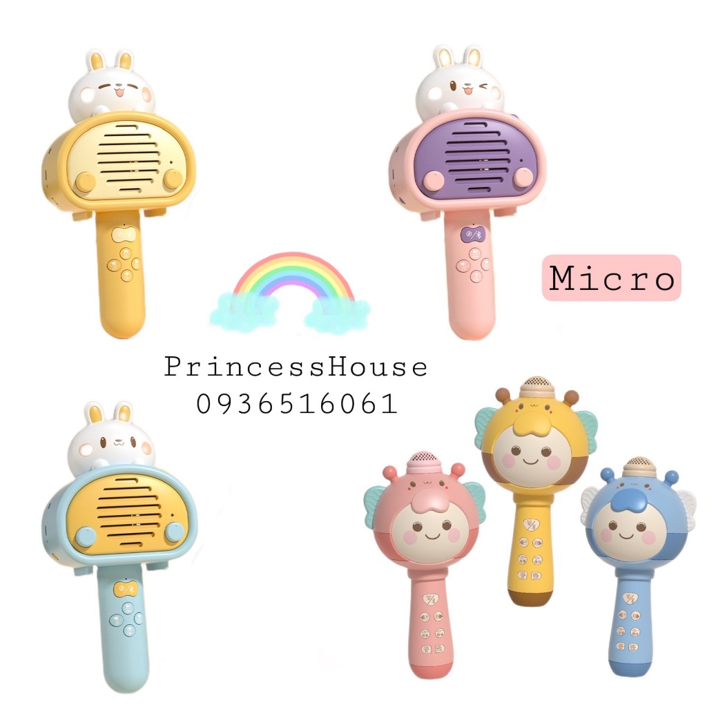Micro Cho Bé Hát Karaoke Kết Nối Bluetooth Phát Nhạc Có Đèn Tích Hợp ...