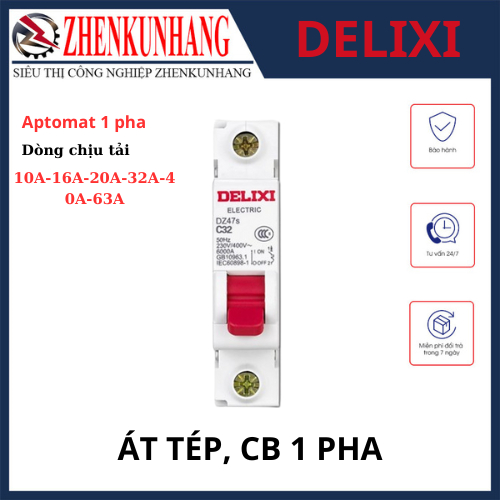 Cầu dao Aptomat DZ47s C1P An Toàn MCB DELIXI 1 PHA 10A - 63A (Hàng nội địa) Thương Hiệu DELIXI ...