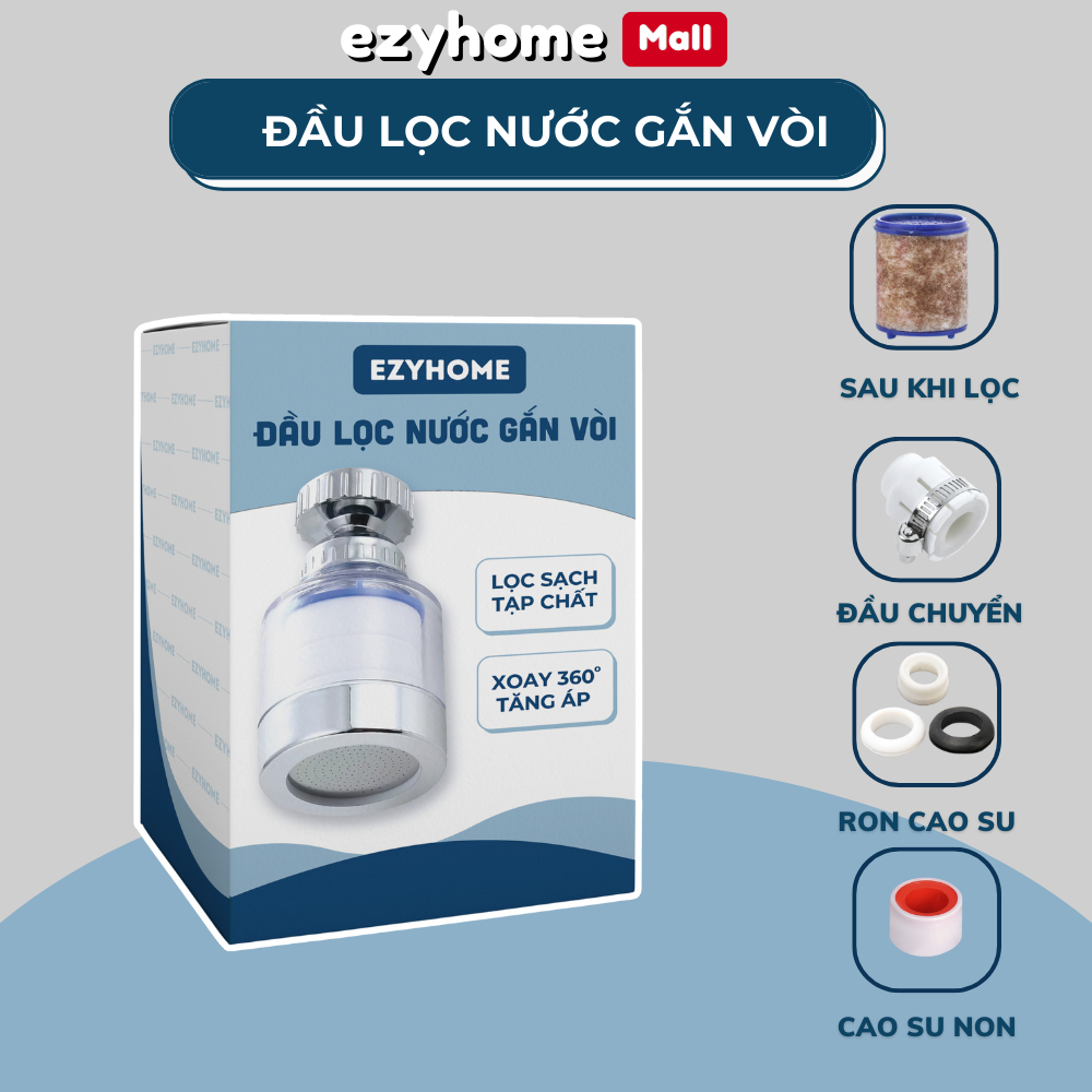 Đầu Vòi Lọc Nước Tăng Áp Xoay 360 Độ Tặng Kèm Đầu Nối EB024 EZYHOME | Shopee Việt Nam