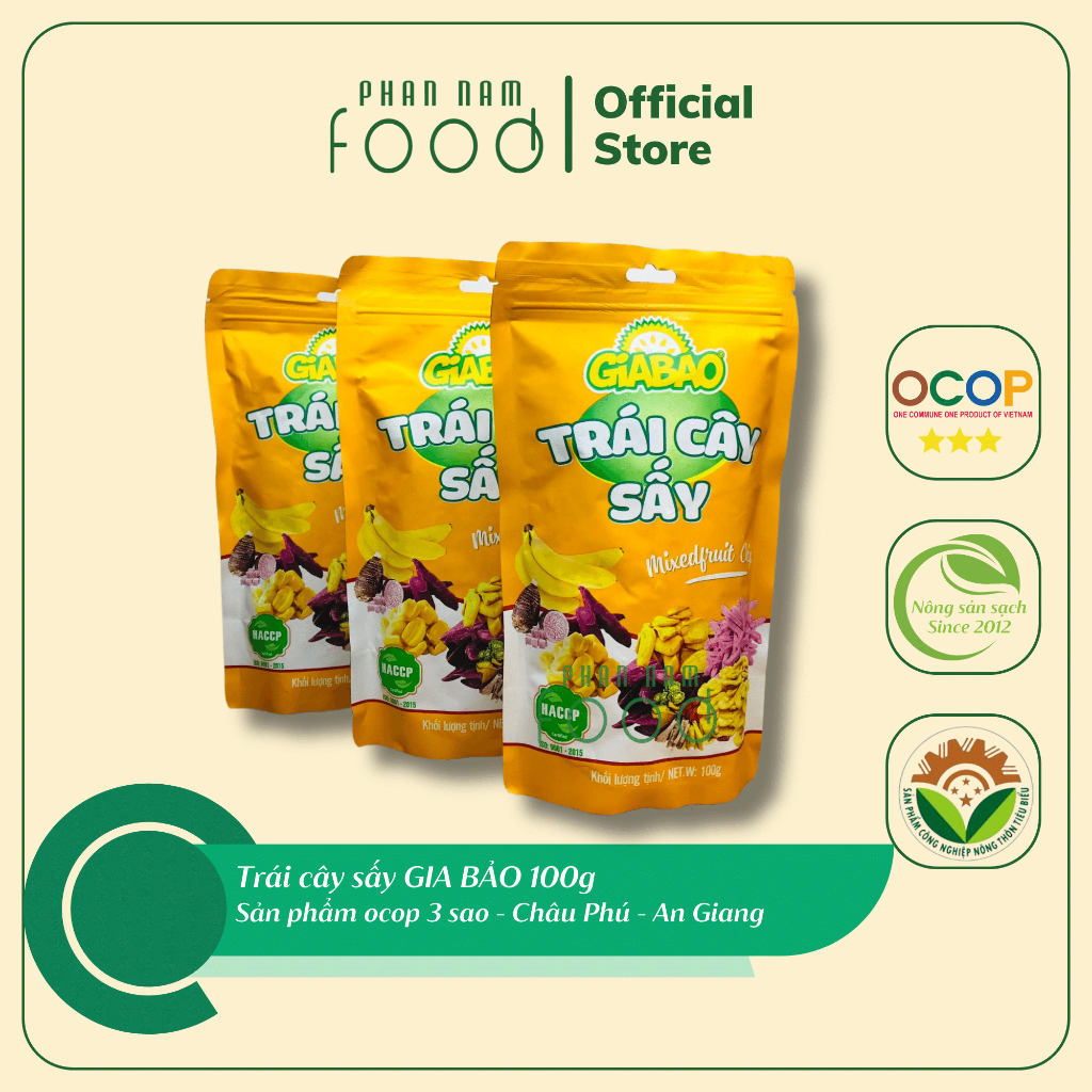 Trái cây sấy Gia Bảo 100g - Đặc sản OCOP 3 sao An Giang | Phan Nam FOOD | Shopee Việt Nam