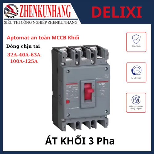 Aptomat MCCB Khối Delixi 3 Pha từ 32A/40A/63A/100A/125A, Cầu dao khối CDM3S-63C/3300 Thương Hiệu ...