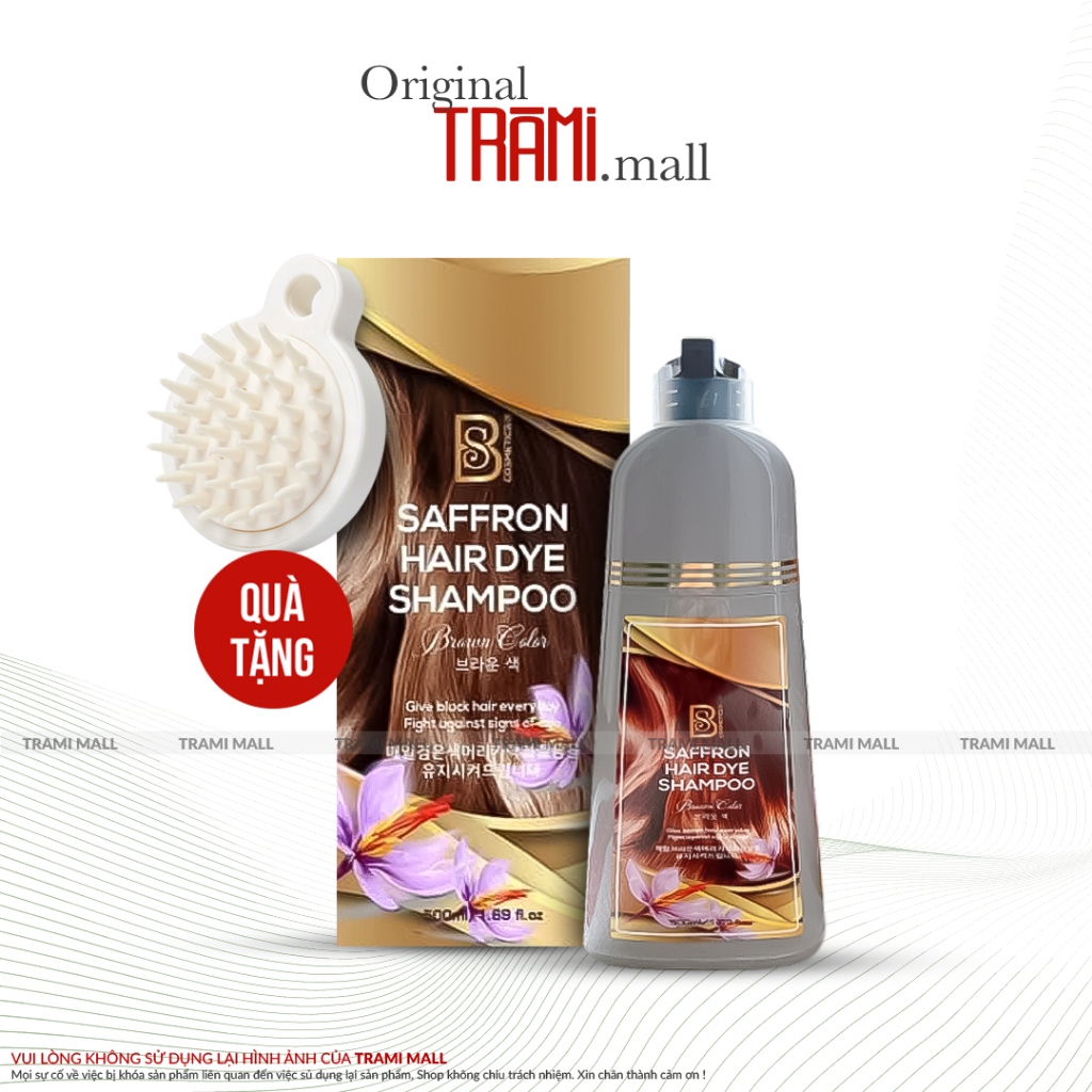 [MẪU MỚI, HỘP PHẢN QUANG] Saffron Hair Dye Shampoo, Dầu Gội Phủ Bạc Lên ...