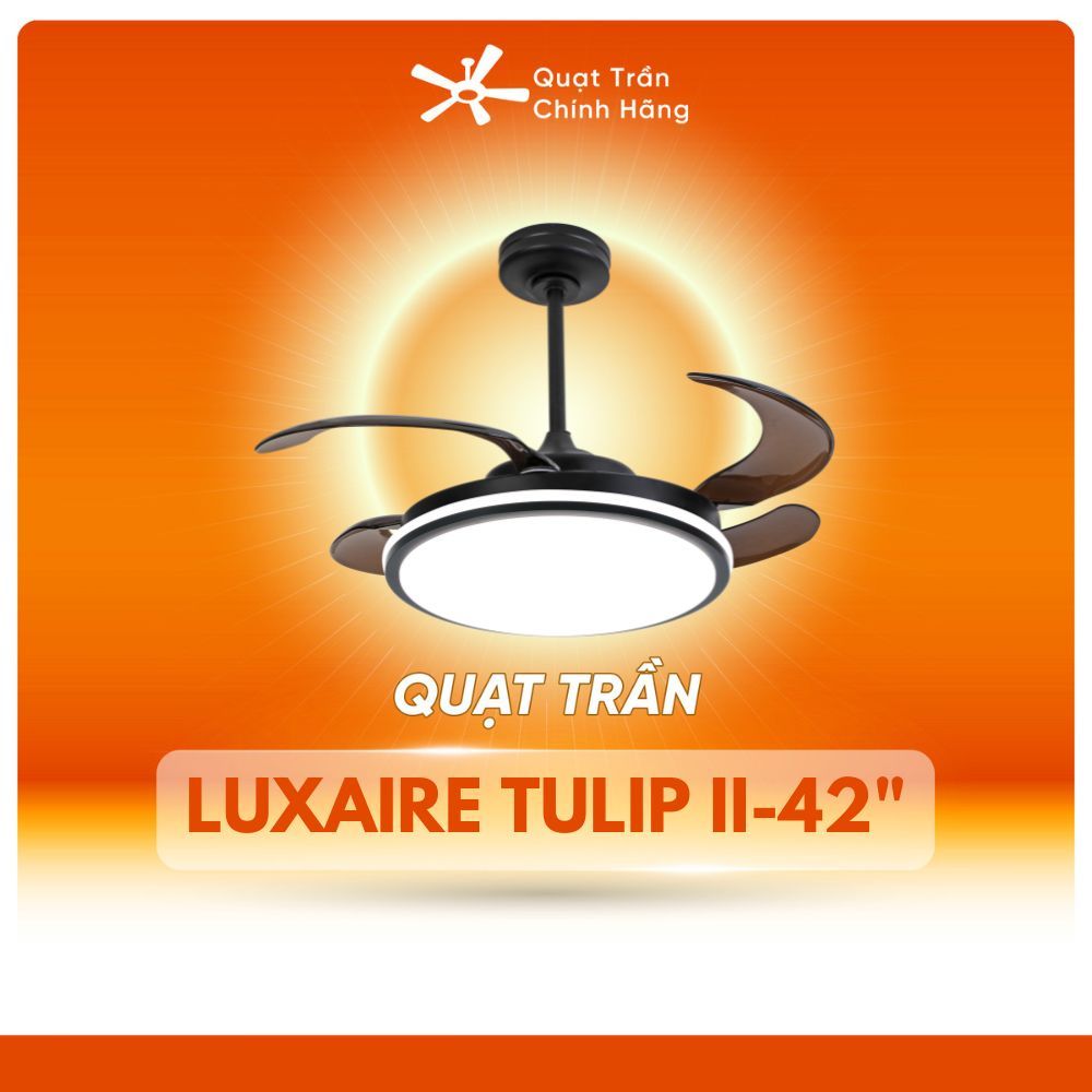 [CHÍNH HÃNG] Quạt trần hiện đại trang trí LuxAire Tulip II-42'' (Trần thạch cao KH mua thêm bộ ...