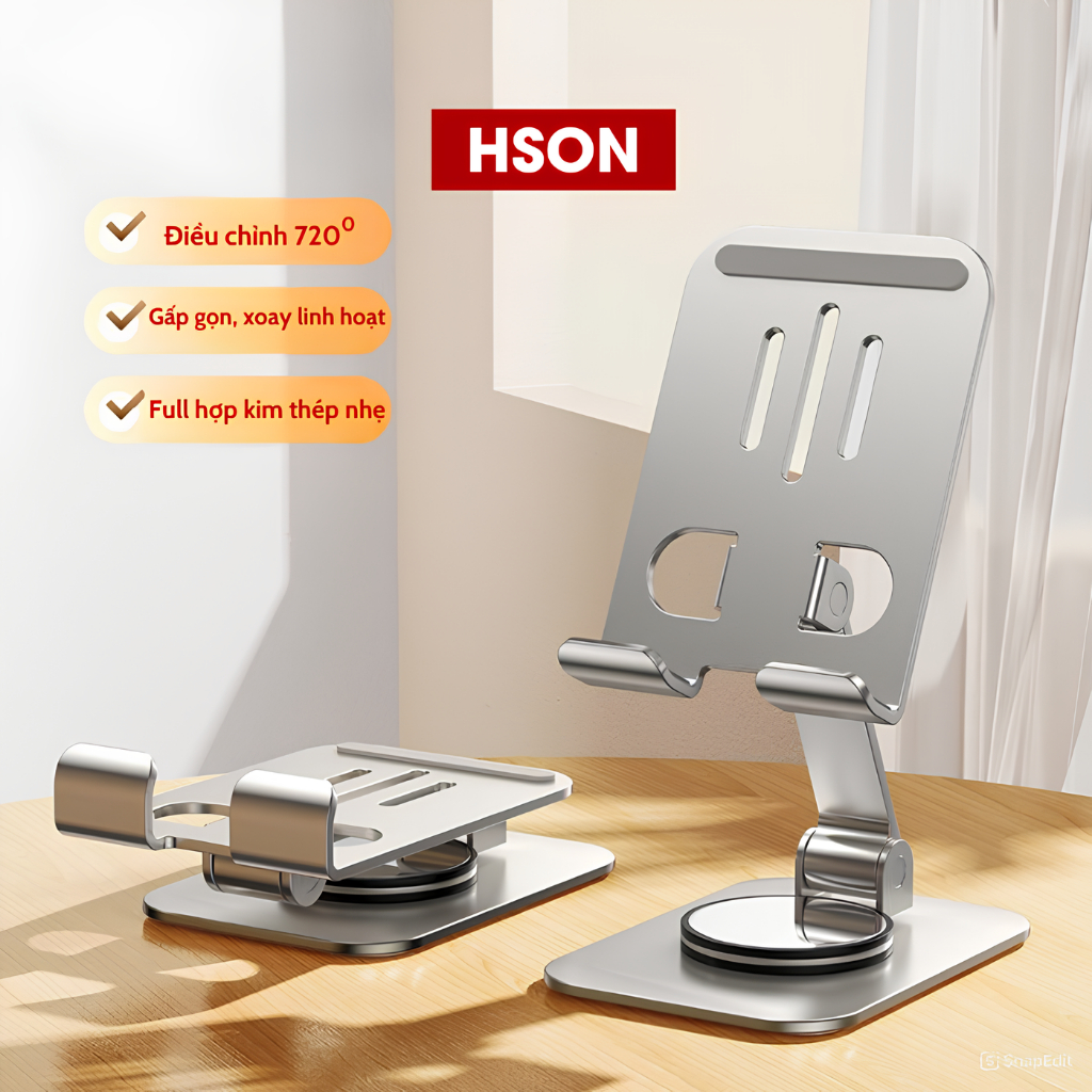 Giá đỡ điện thoại ipad xoay 360 độ cao cấp,kệ để điện thoại đa năng chống trượt kim loại gấp gọn ...