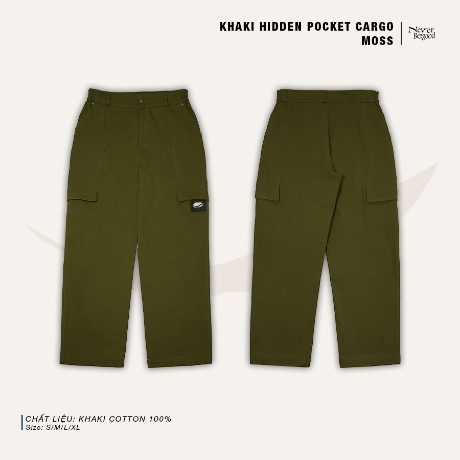 Quần túi hộp ẩn Khaki dáng suông Neverbegood Hidden Pocket Cargo Moss | Shopee Việt Nam