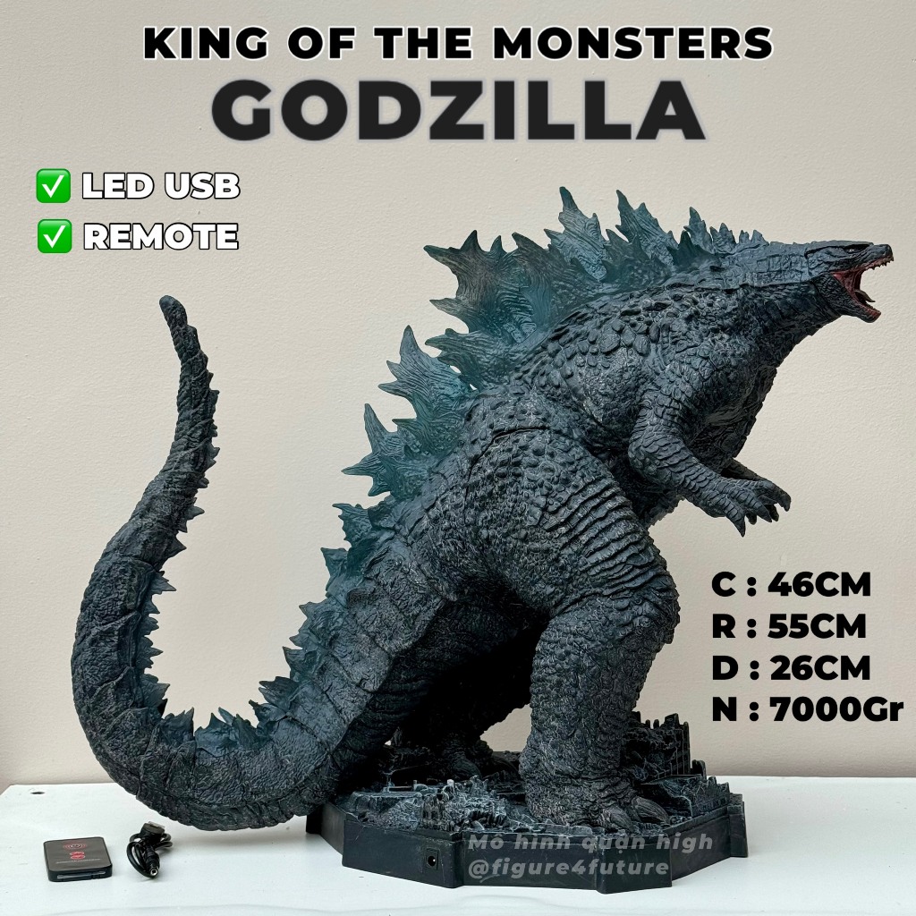 (Cực Phẩm 2024 - Sẵn - 46CM Godzilla LED) Mô hình Godzilla cao 46CM có ...