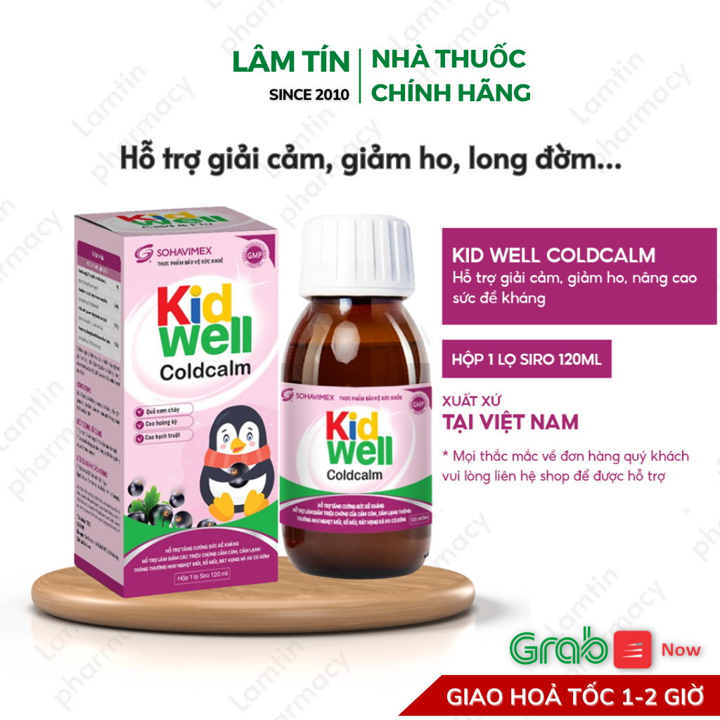 Siro giảm ho cho bé Kid Well ColdCalm tăng cường sức đề kháng hộp 1 lọ ...