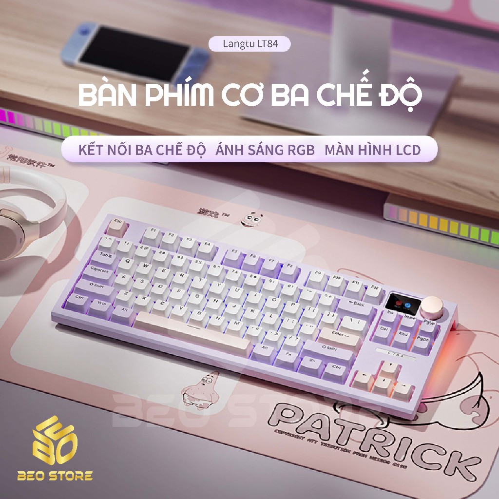 BÀN PHÍM CƠ LANGTU LT84 PRO HOTSWAP mạch XUÔI KẾT NỐI BA CHẾ ĐỘ LED RGB ...