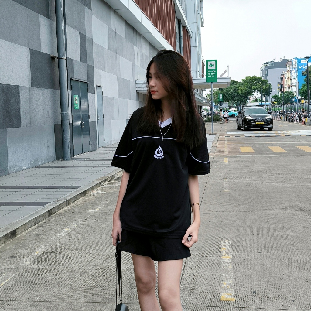 Áo Thun Nam Nữ Tim Lé Phối Viền Thêu Logo 1969STUDIO Hot Trend Form Rộng Tay Lỡ Unisex Top Cổ ...