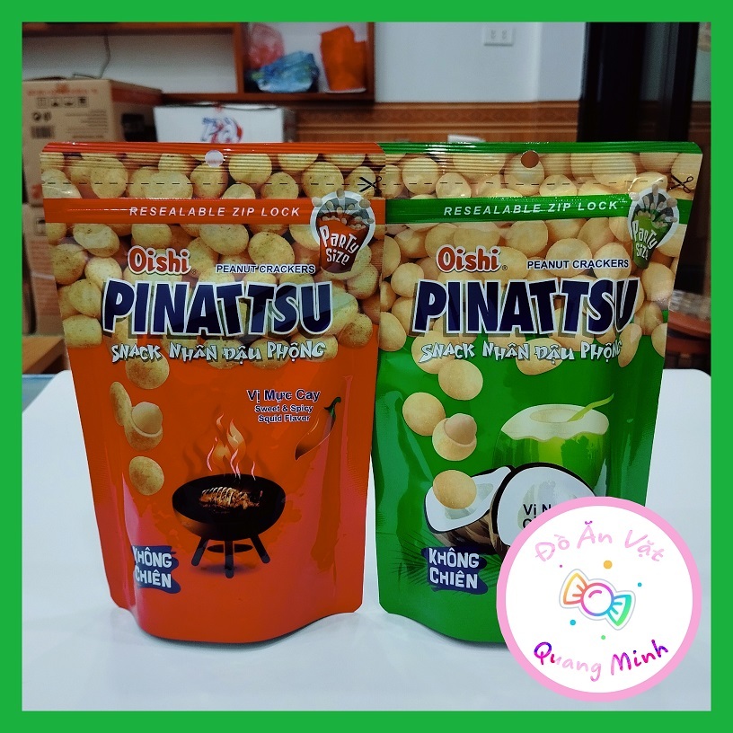 Snack nhân đậu phộng Pinattsu Oishi gói lớn 85g vị nước cốt dừa và mực ...