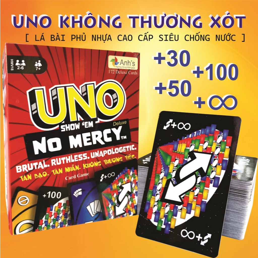Uno No Mercy Vô Cực 172 lá phủ nhựa có hiệu ứng vết xước | Shopee Việt Nam