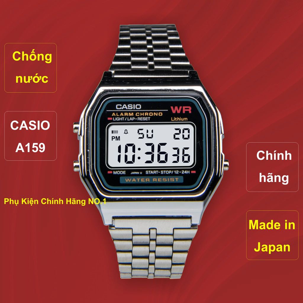 Đồng Hồ Nam Casio A159 Black .f., Made In Japan, Cam Kết Chống Nước ...