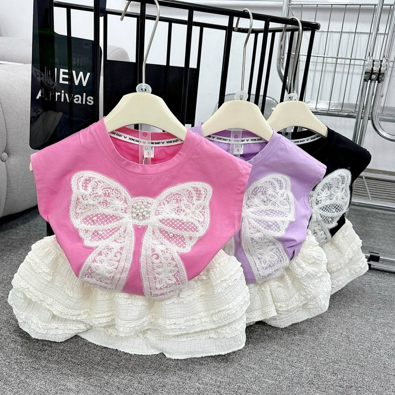 (9-16kg) Sét áo và chân váy may nơ ngọc 3 màu bé gái | Shopee Việt Nam