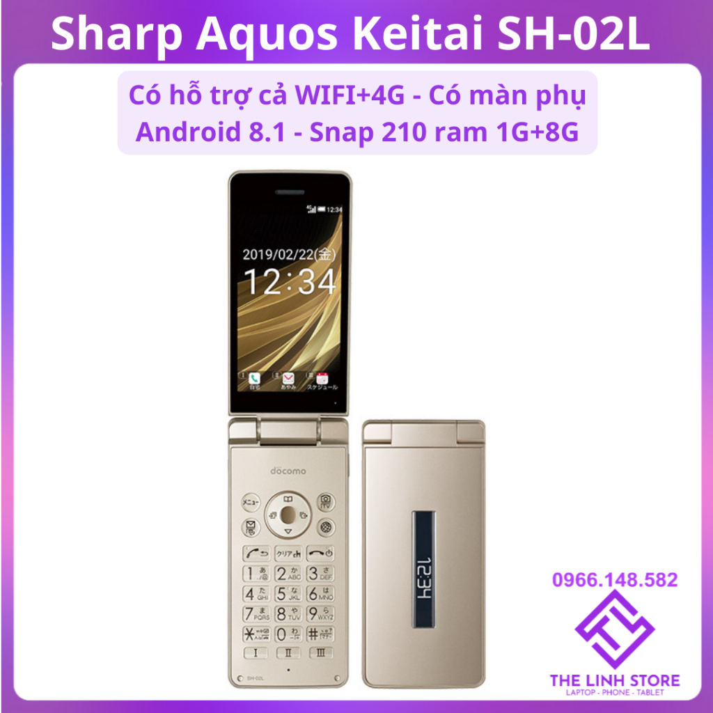 Điện thoại nắp gập Sharp Aquos SH02L có WIFI 4G - Android 8.1 | Shopee ...