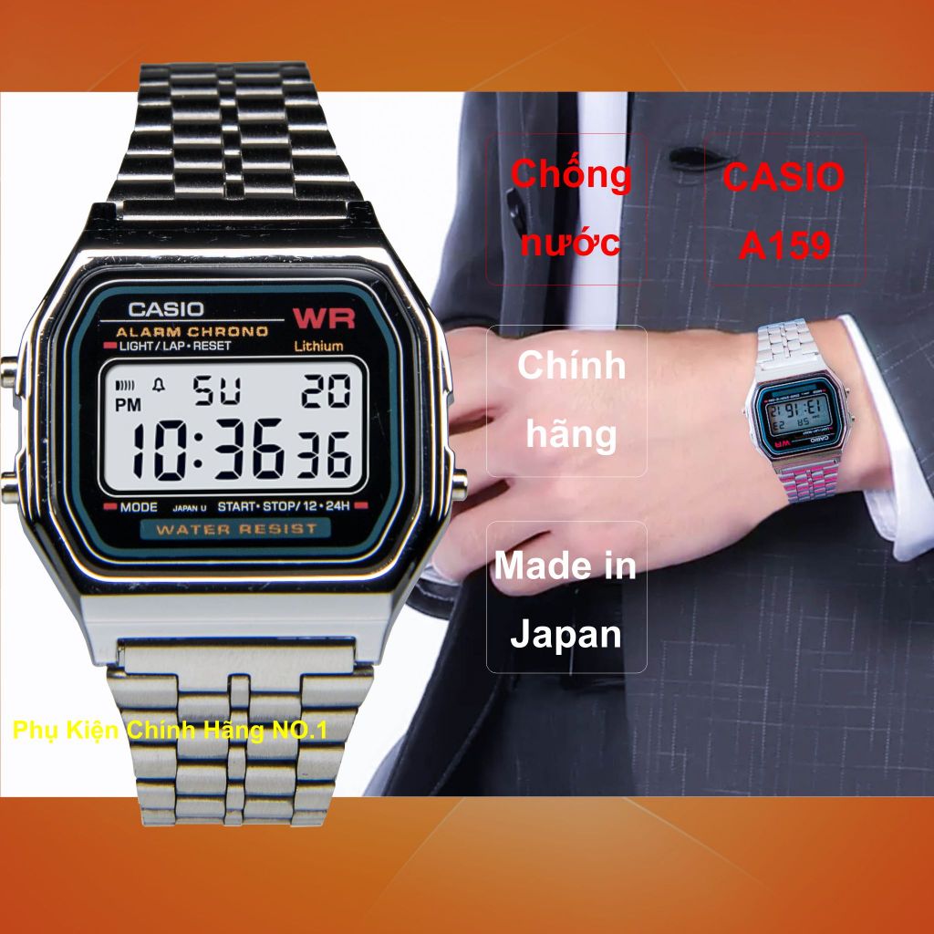 Đồng Hồ Nam Casio A159 Black .f., Made In Japan, Chống Nước, Siêu Bền ...