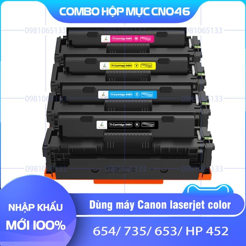 Bộ 4 Hộp mực in CN046 cho máy Canon laserjet color 654/ 735/653 /HP 452 ...