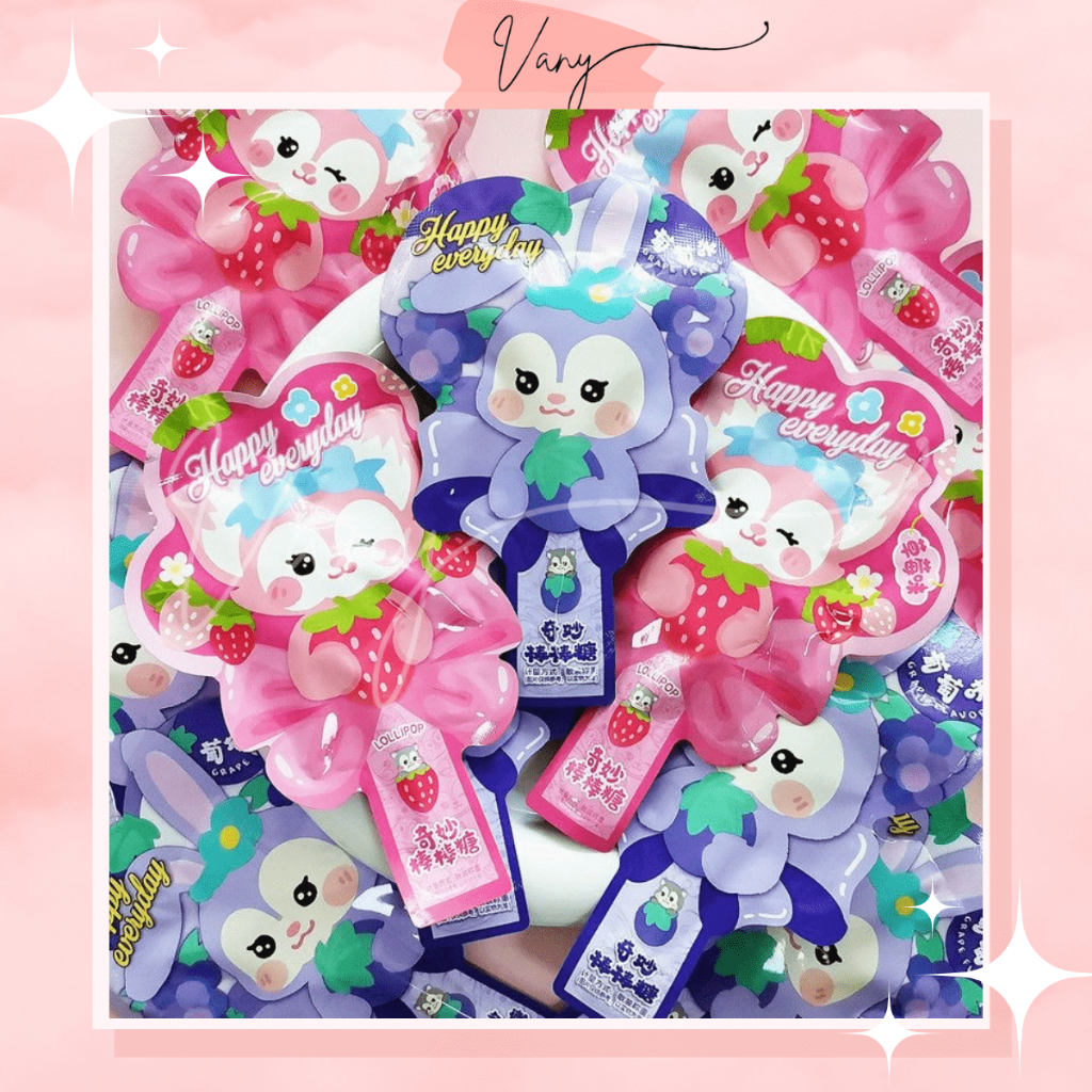 [Lẻ 1 cái] Kẹo Mút Sữa Trái Cây Disney Thỏ Tím Stella Lou Rabbit Cáo ...