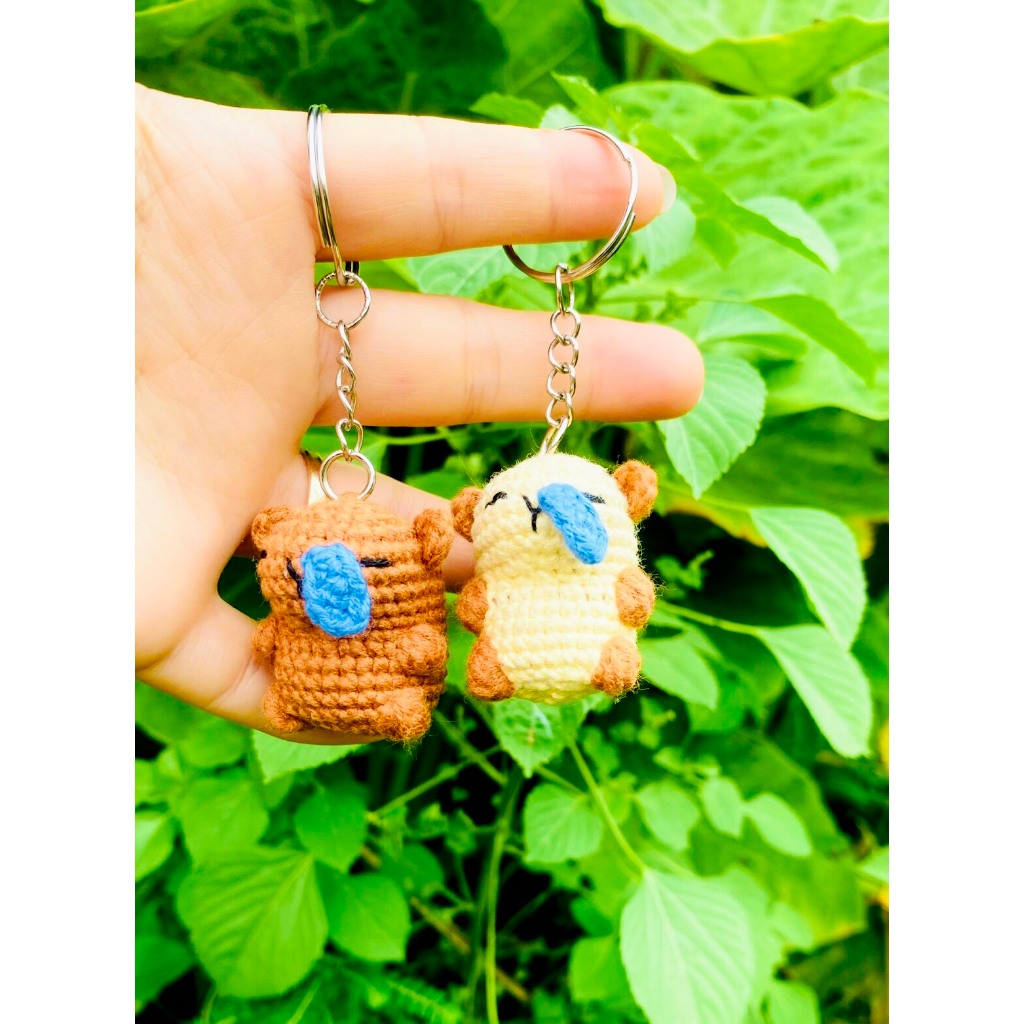 Móc khóa handmade Capybara chảy nước mũi len/ gấu capybara/ búp bê móc ...