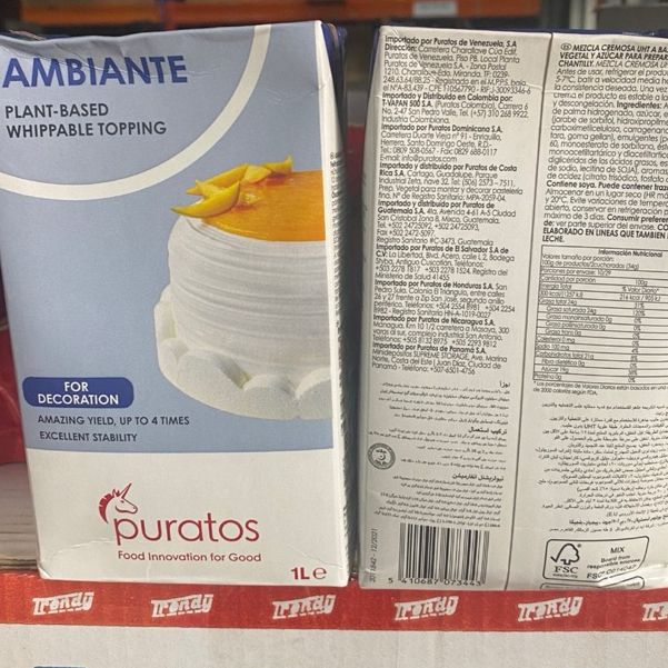 Kem sữa béo thực vật Topping Ambiante hộp 1 lít- Nguyên liệu làm kem ...