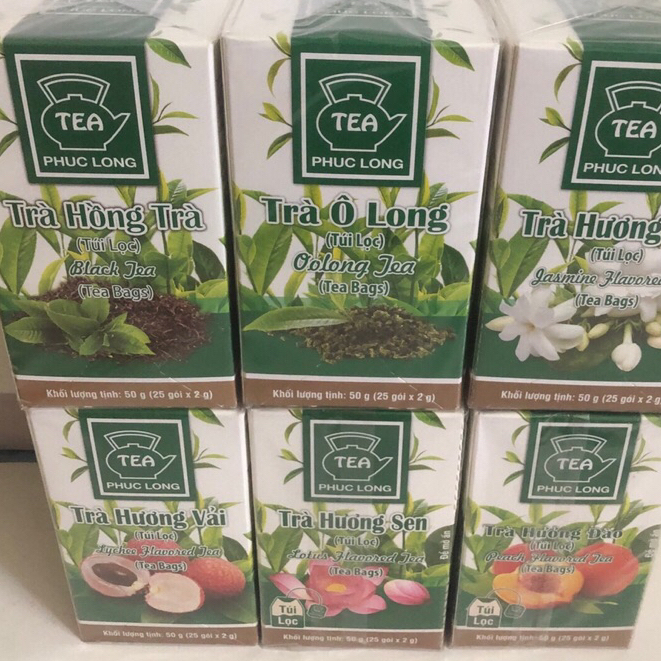 Trà Phúc Long Túi Lọc Đủ Vị 50g (25 gói x 2g): Hương Vải, Đào,Trà Lài ...