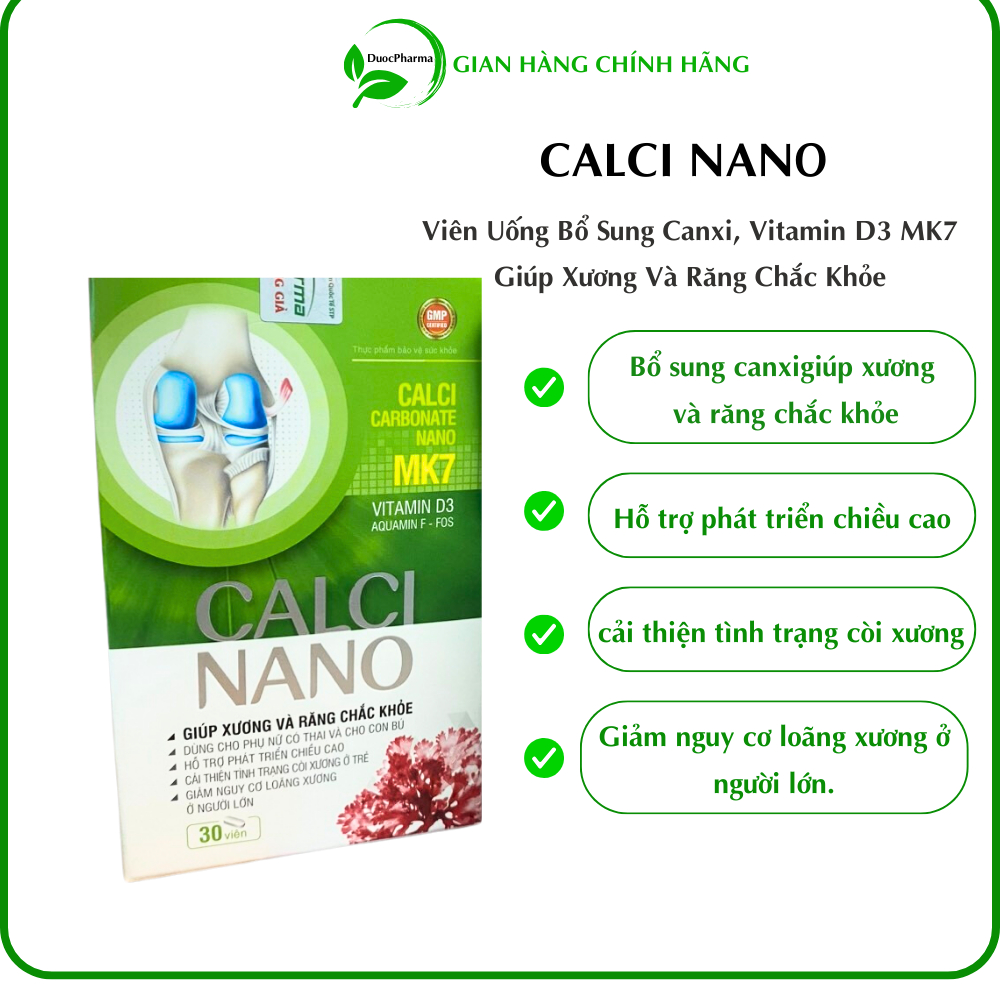 CALCI NANO Viên Uống Bổ Sung Canxi, Vitamin D3 MK7 Giúp Xương Và Răng Chắc Khỏe | Shopee Việt Nam