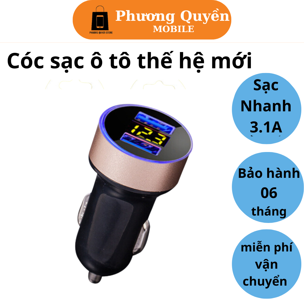 Đầu sạc trên ô tô tẩu sạc nhanh ô tô UNIPHA sạc nhanh PD 3.1A 2 cổng ...
