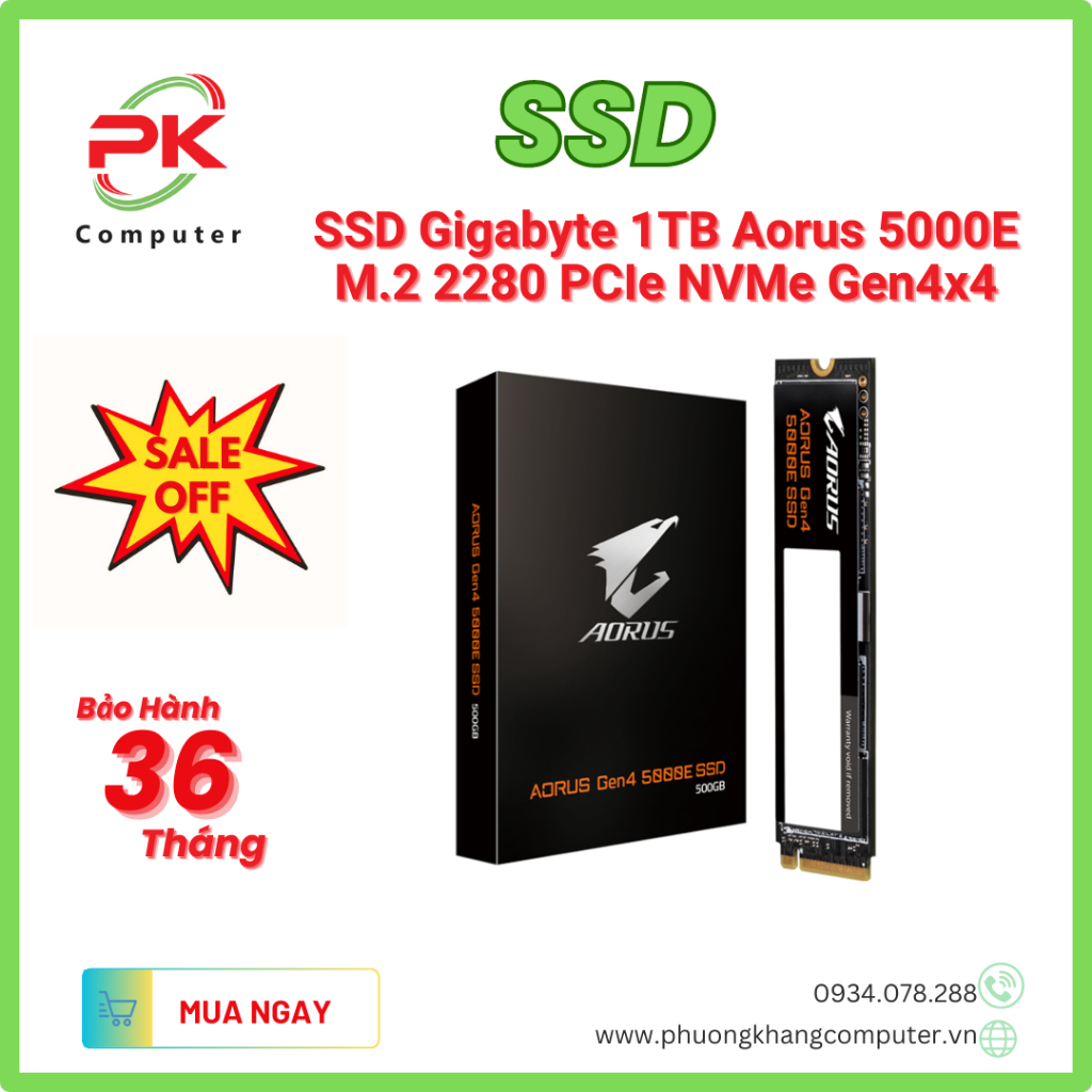 SSD Gigabyte 1TB Aorus 5000E M.2 2280 PCIe NVMe Gen4x4 | Shopee Việt Nam