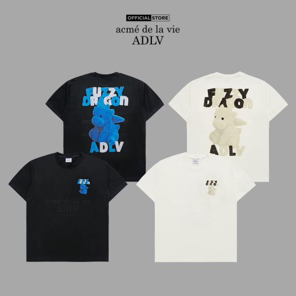 Áo Thun ADLV Fuzzy Font Dragon dáng oversized màu Đen/Kem - Hàng chính ...
